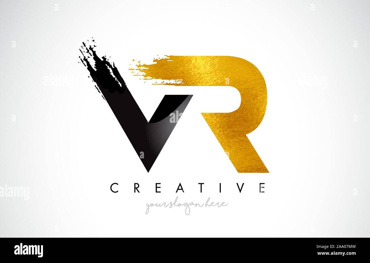 VR Letter Design with Brush Stroke and Modern 3D Look Vector ...