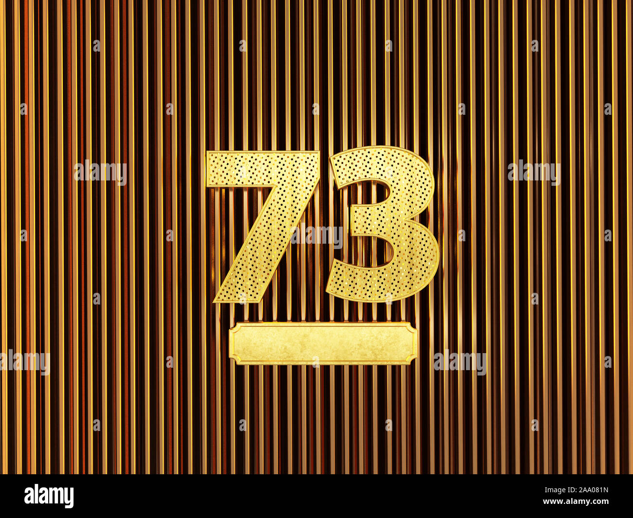 number 73 (number seventy-three) perforated with small holes on the ...