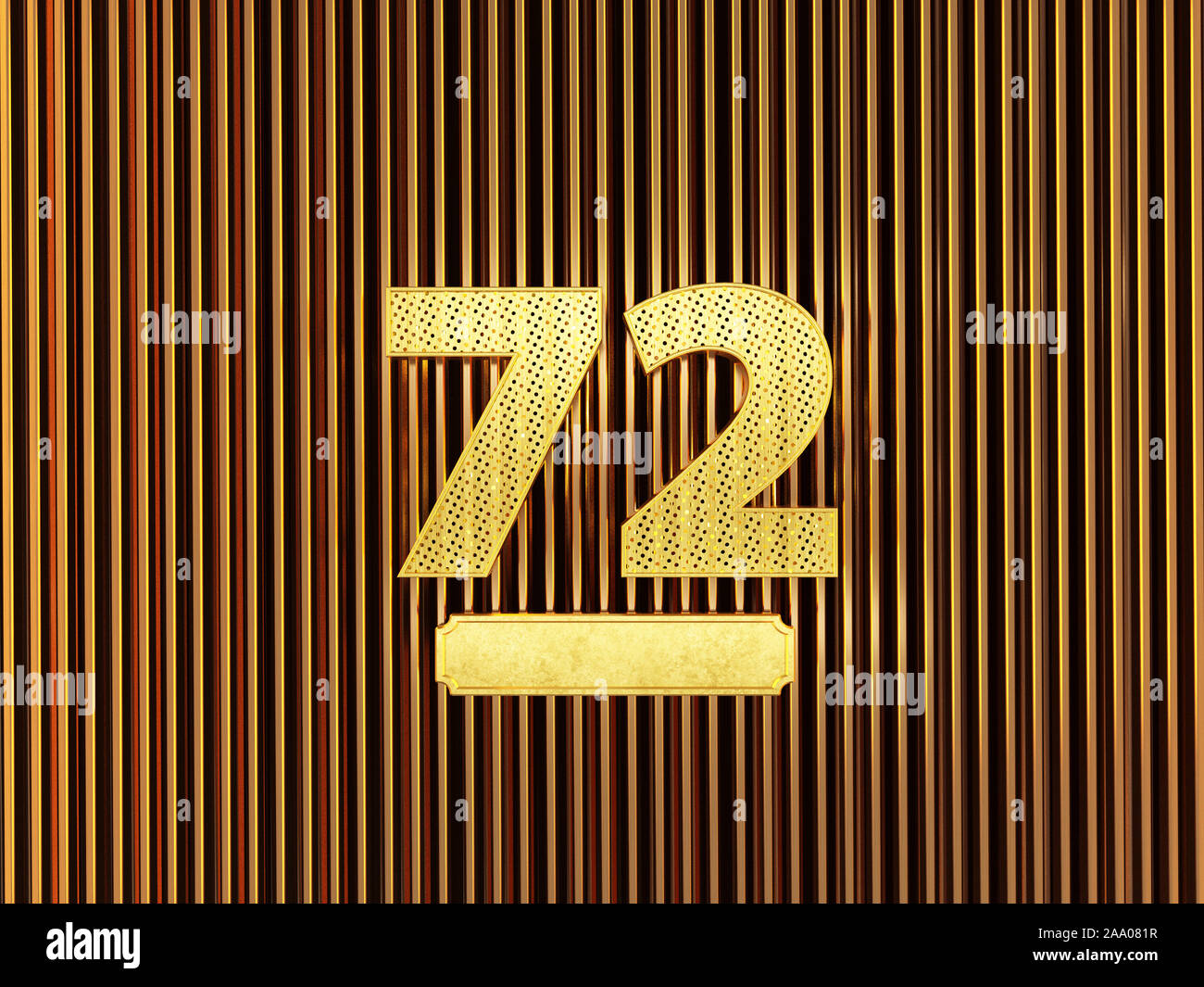 number 72 (number seventy-two) perforated with small holes on the metal ...
