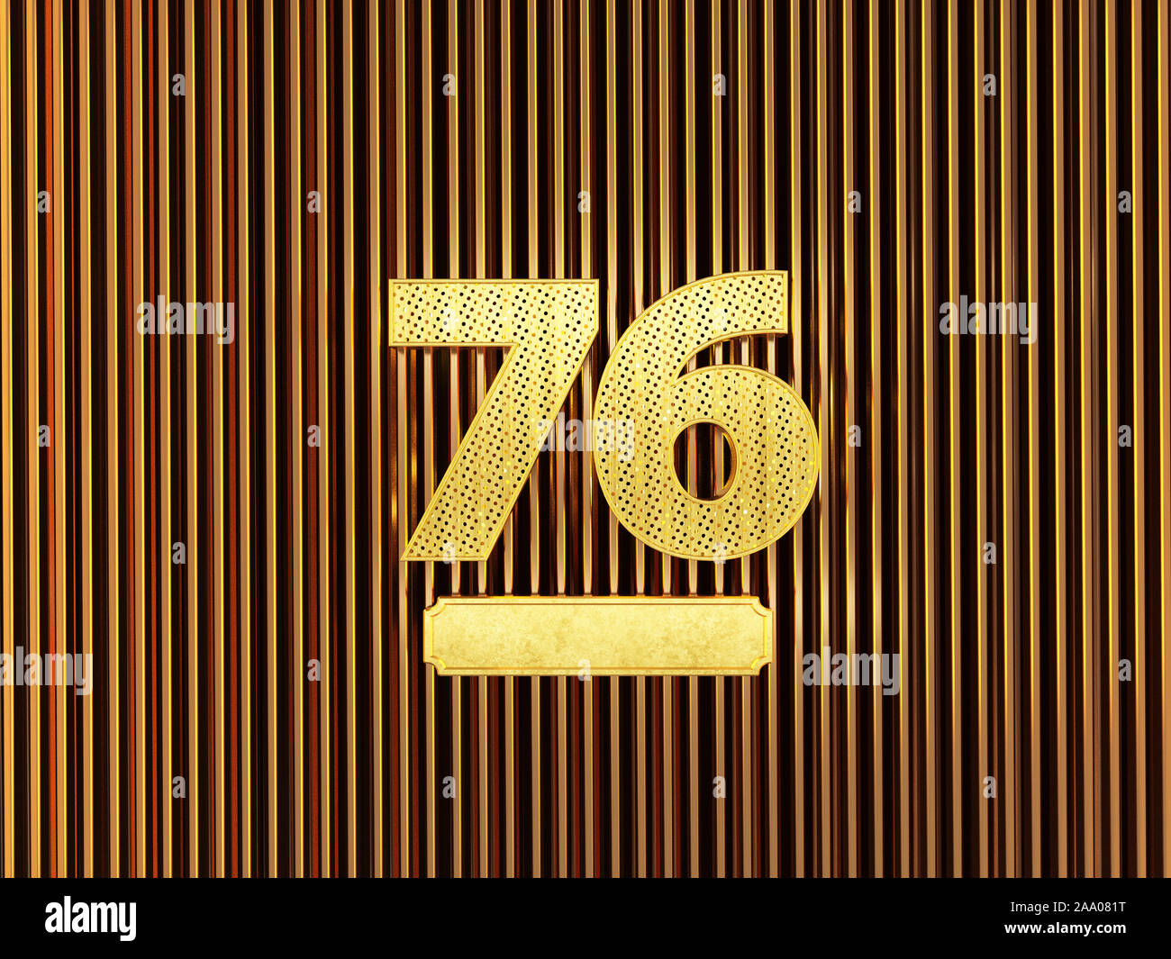 number 76 (number seventy-six) perforated with small holes on the metal ...