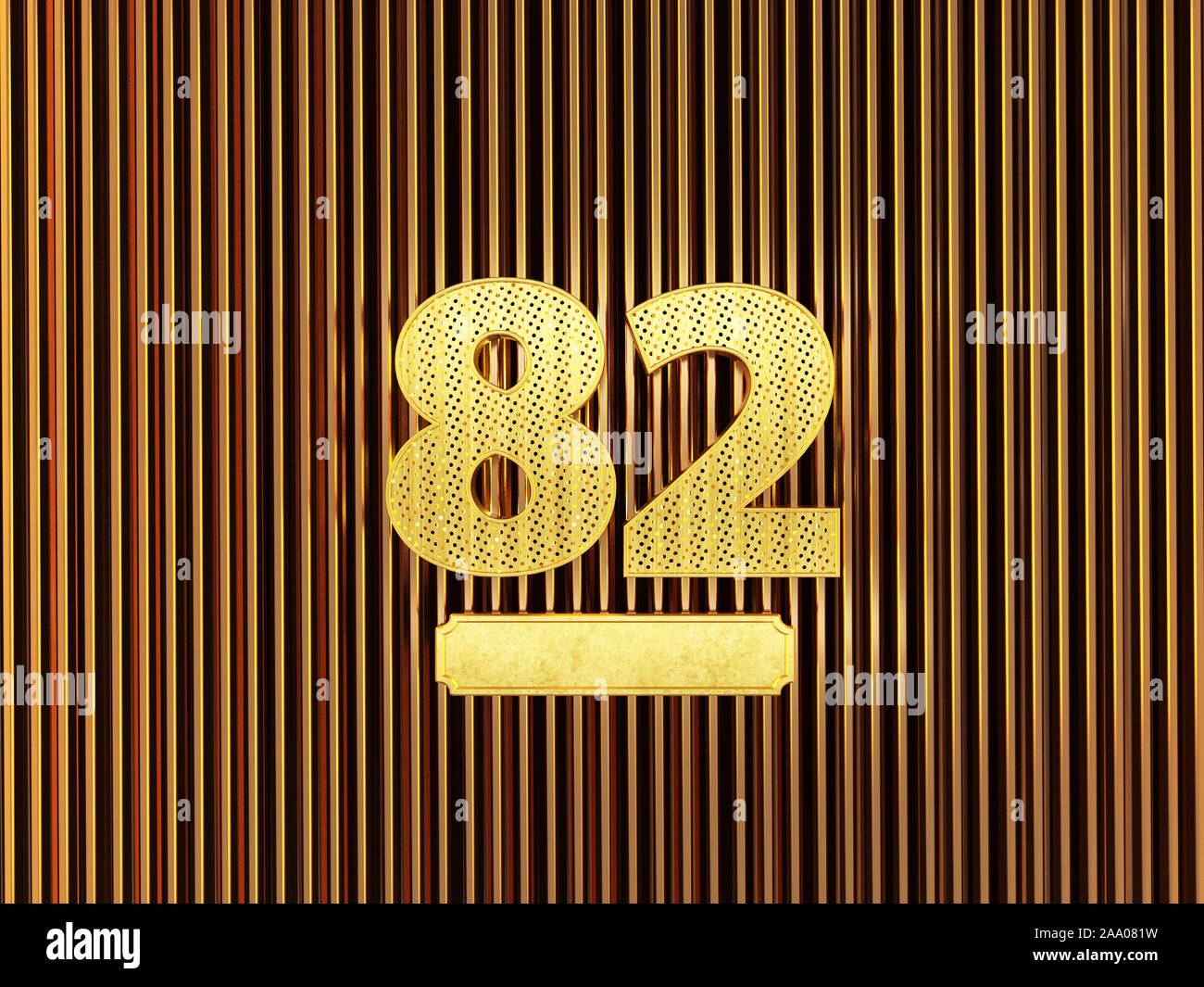 number 82 (number eighty-two) perforated with small holes on the metal ...