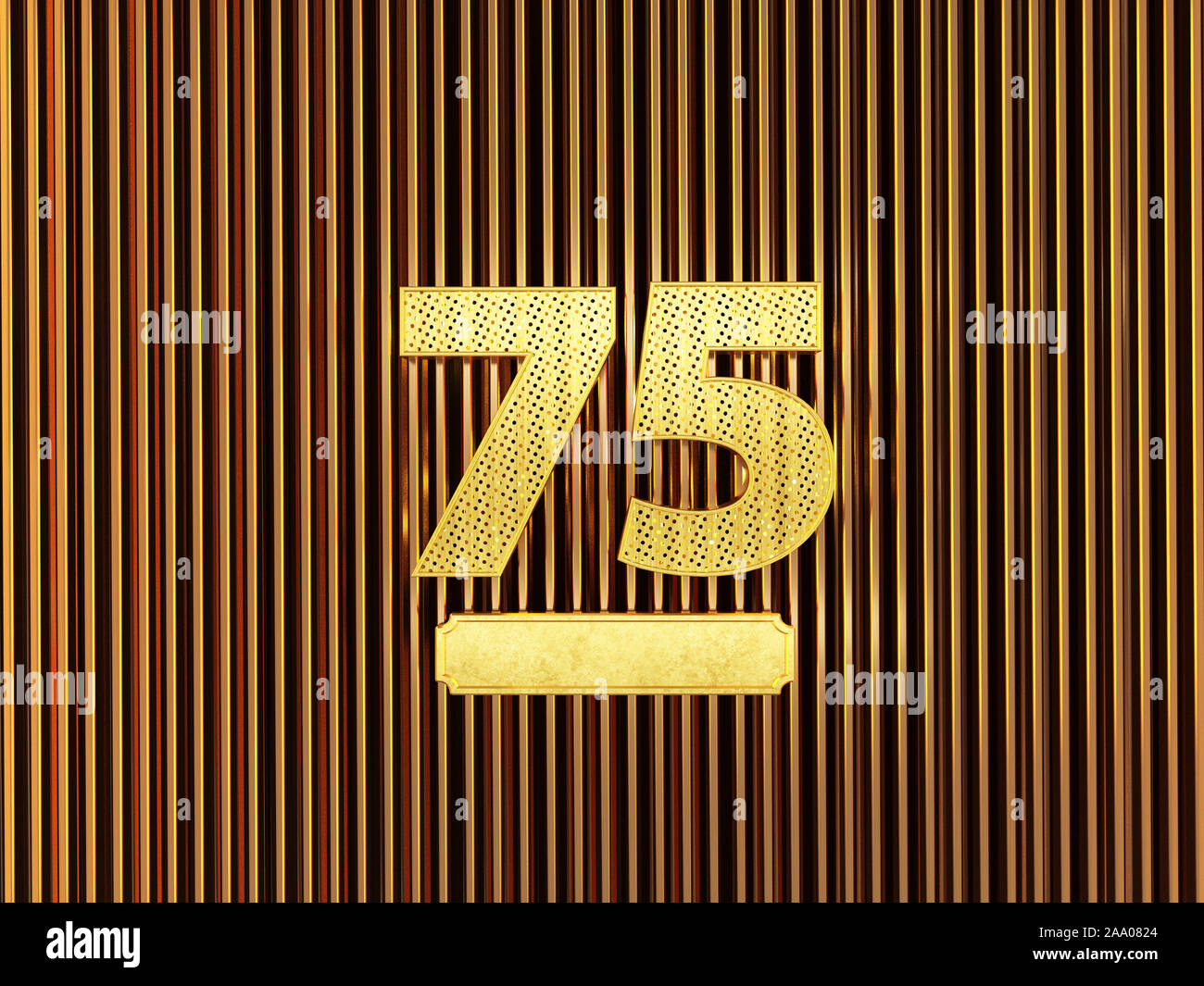 number 75 (number seventy-five) perforated with small holes on the ...