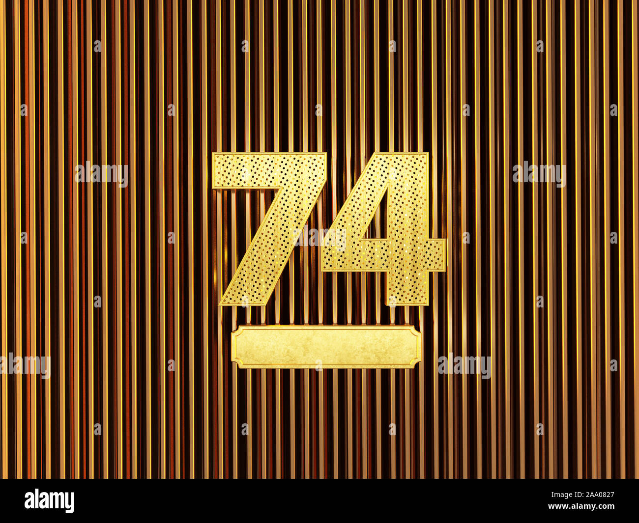 number 74 (number seventy-four) perforated with small holes on the ...