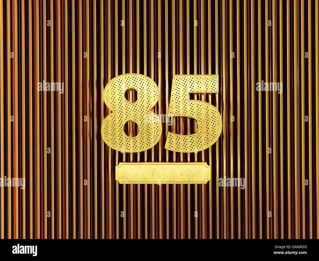 number 85 (number eighty-five) perforated with small holes on the metal ...