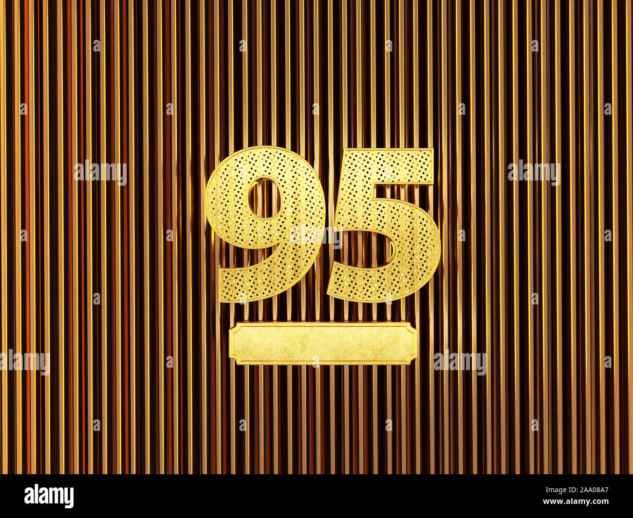 number 95 (number ninety-five) perforated with small holes on the metal ...