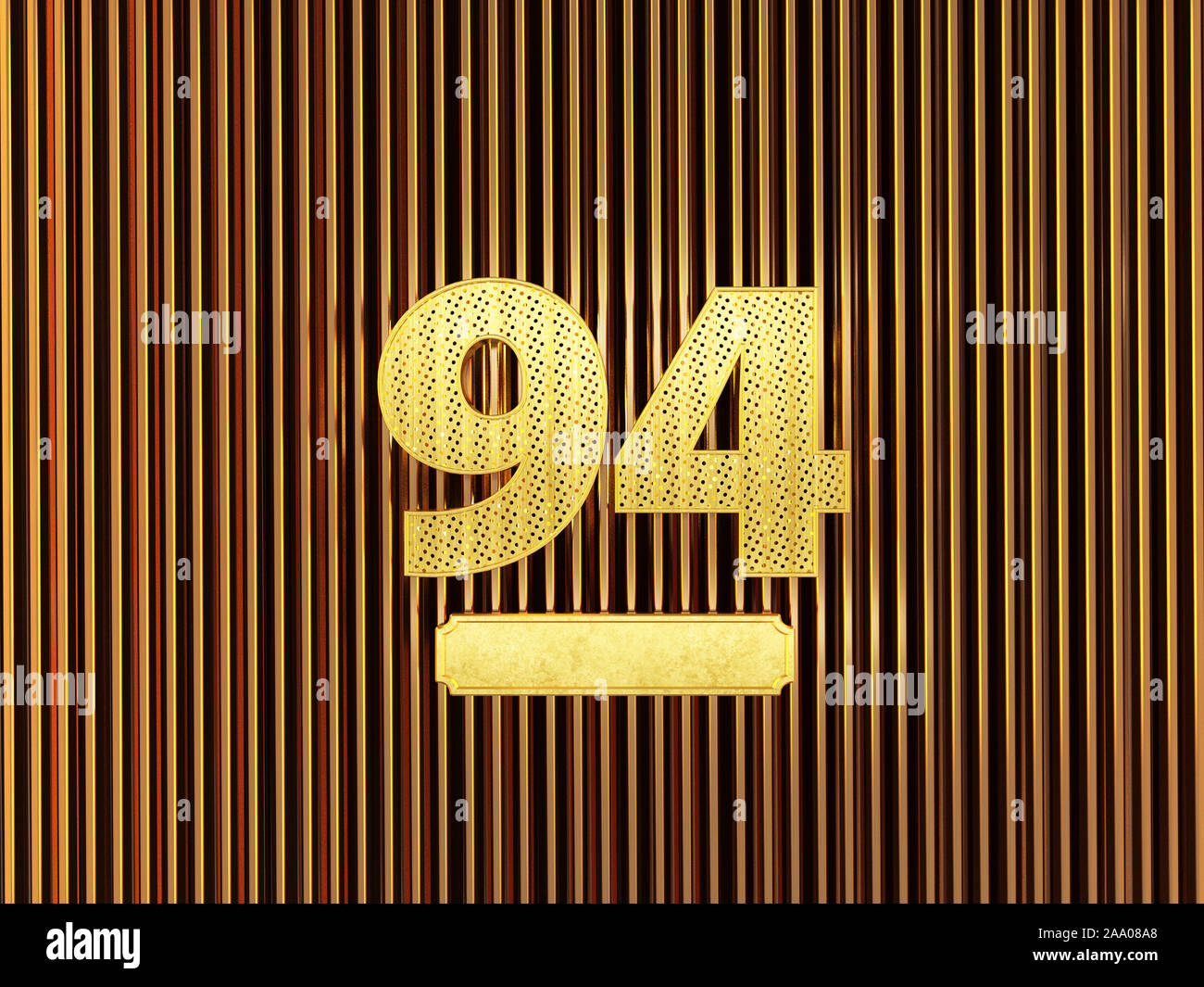 number 94 (number ninety-four) perforated with small holes on the metal ...