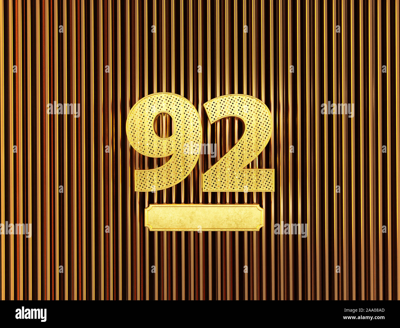 number 92 (number ninety-two) perforated with small holes on the metal ...