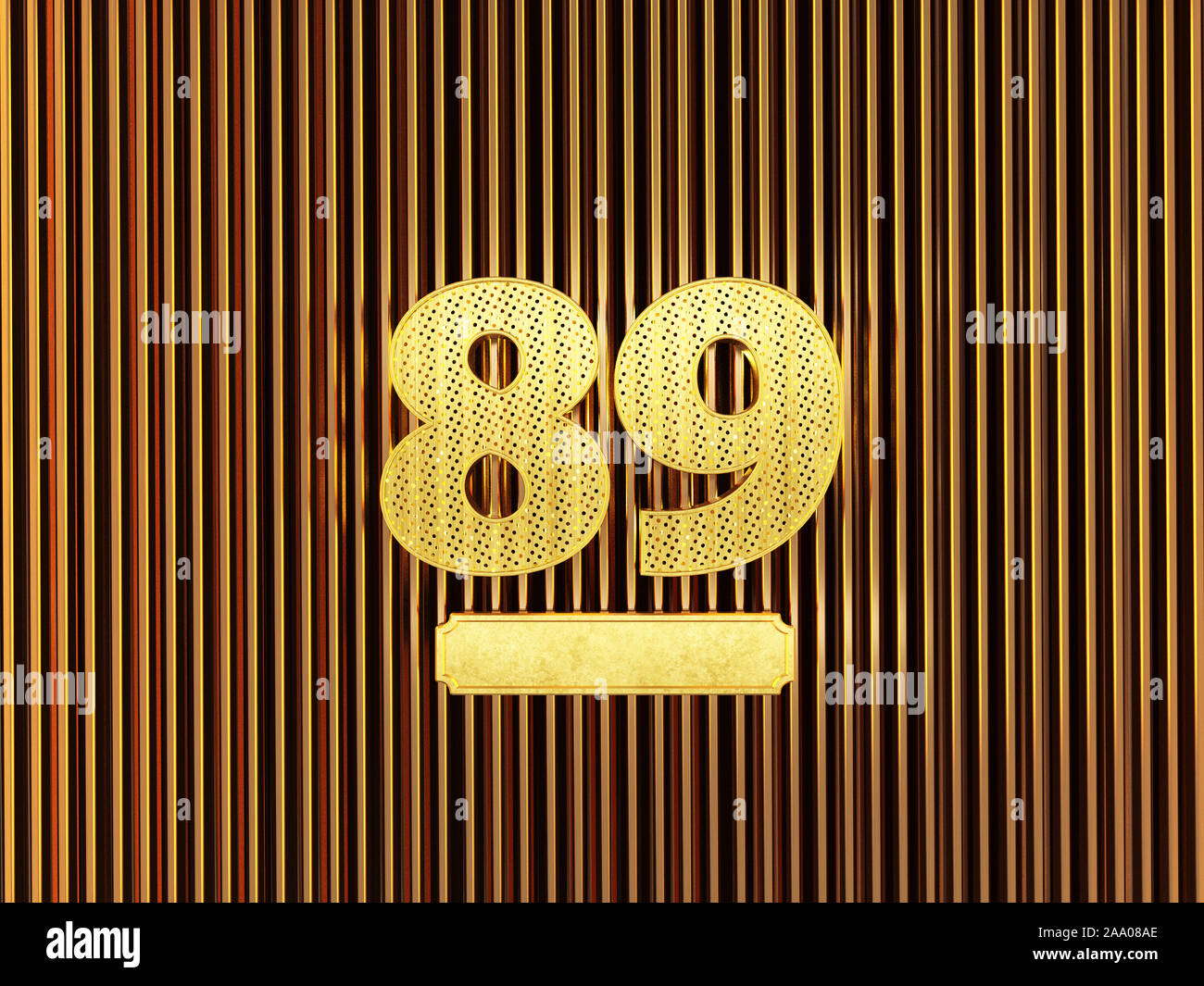 number 89 (number eighty-nine) perforated with small holes on the metal ...