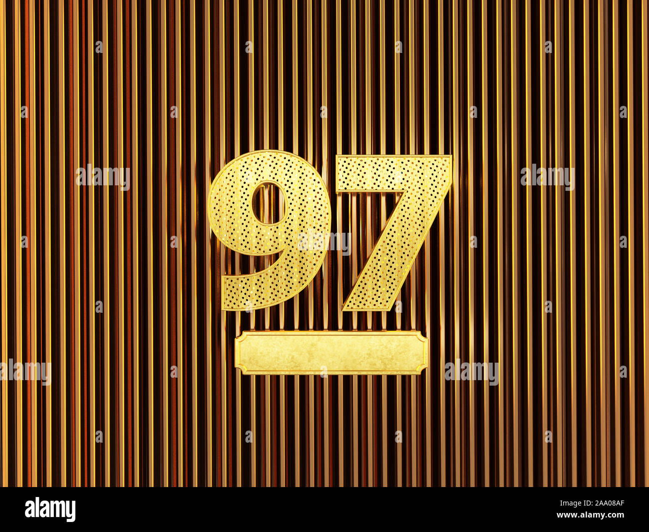 number 97 (number ninety-seven) perforated with small holes on the ...