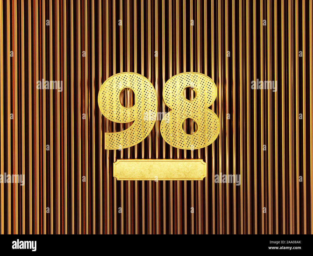 number 98 (number ninety-eight) perforated with small holes on the ...