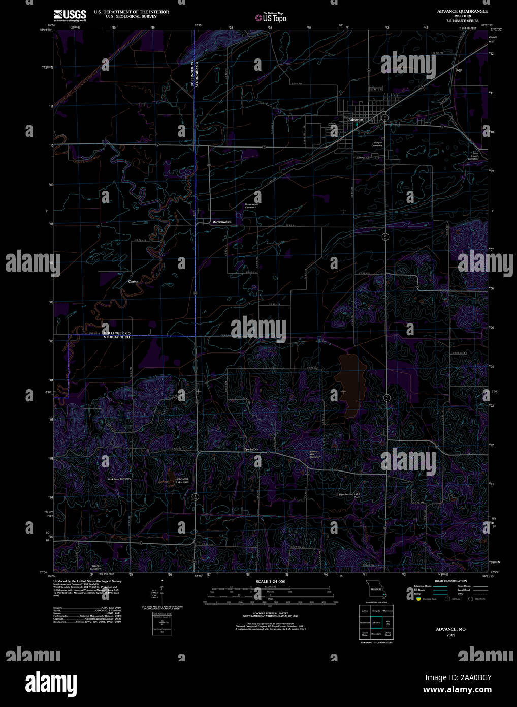 Map of advance missouri hi-res stock photography and images - Alamy