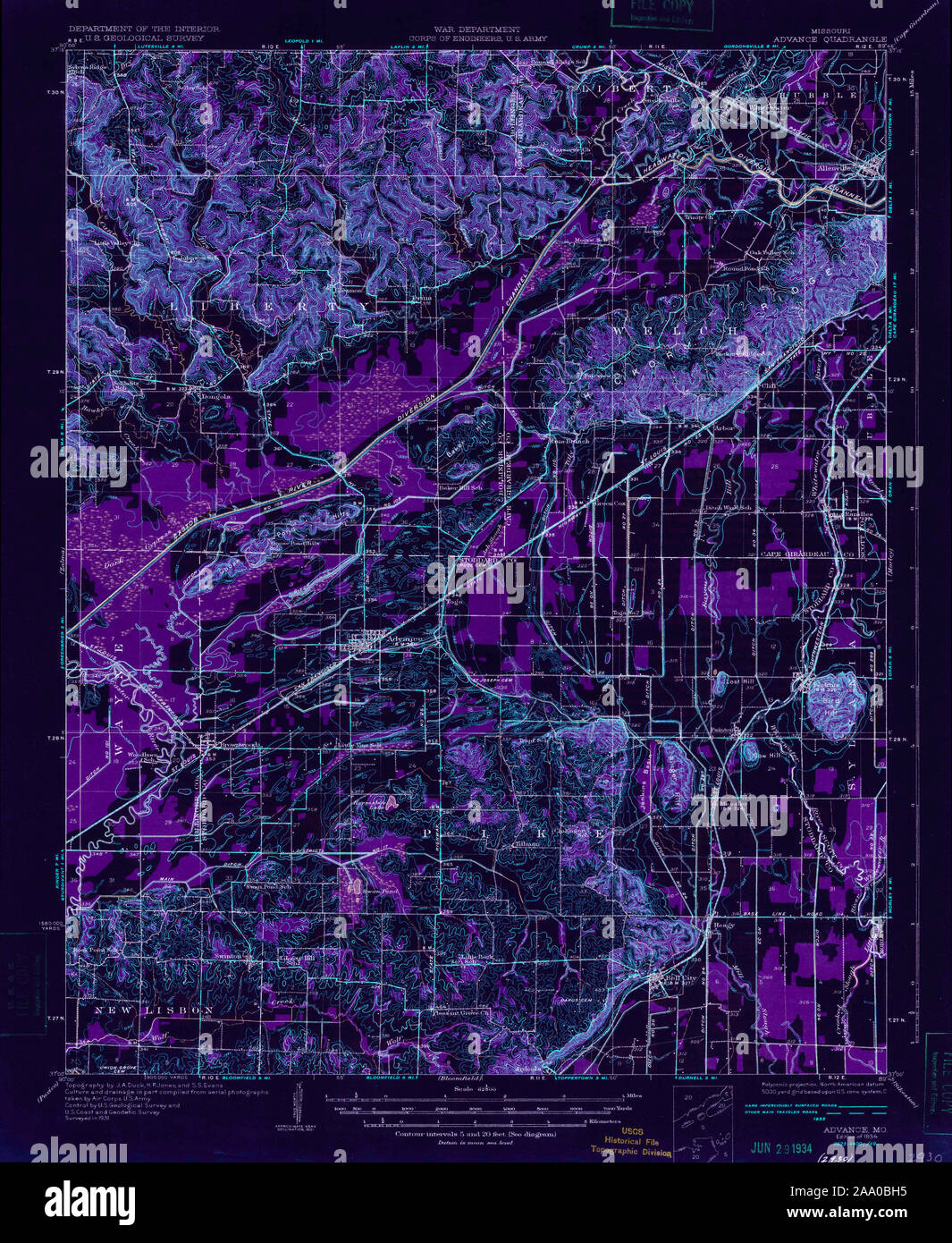 Map of advance missouri hi-res stock photography and images - Alamy