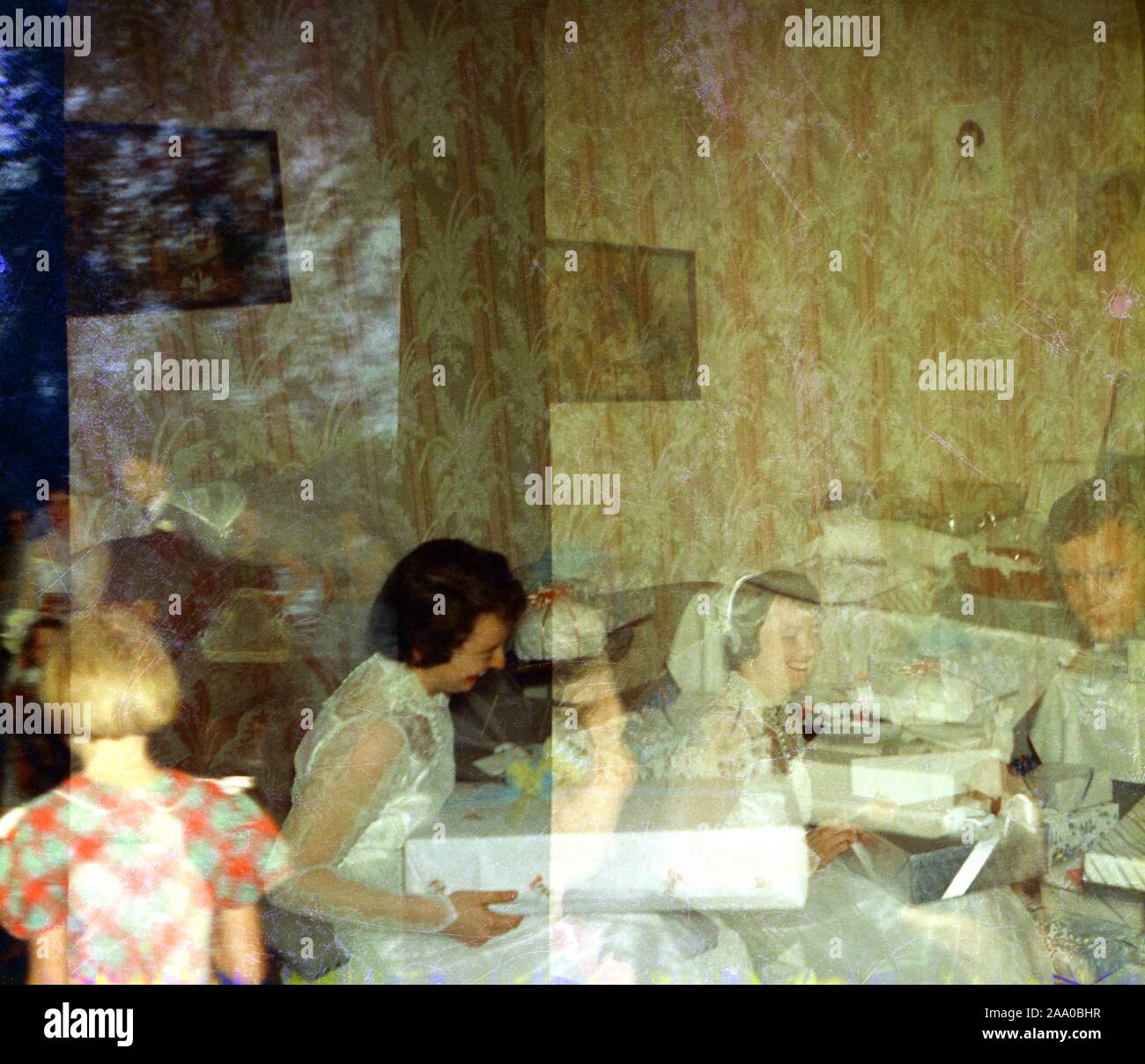 Vintage example of a photographic double exposure, where a negative is ...