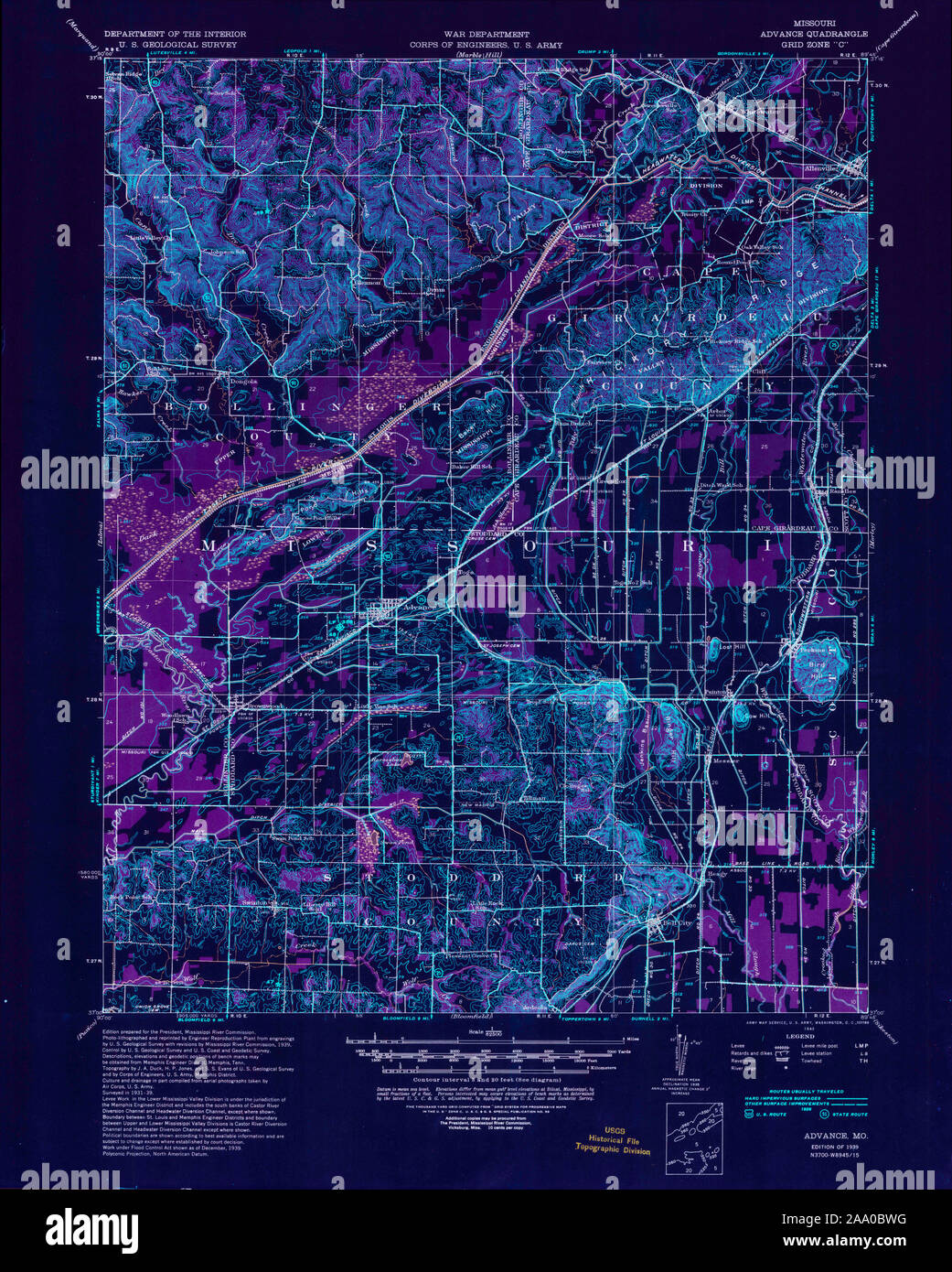 Map of advance missouri hi-res stock photography and images - Alamy