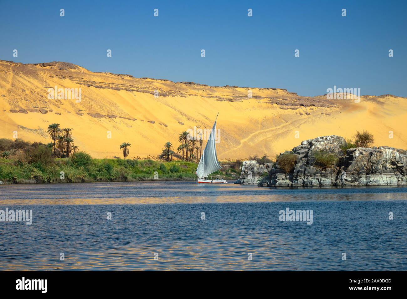 felucca boat on Nile river in Egypt Stock Photo - Alamy