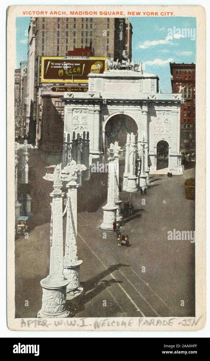 Illustrated postcard of the Victory Arch, Madison Square, New York City ...