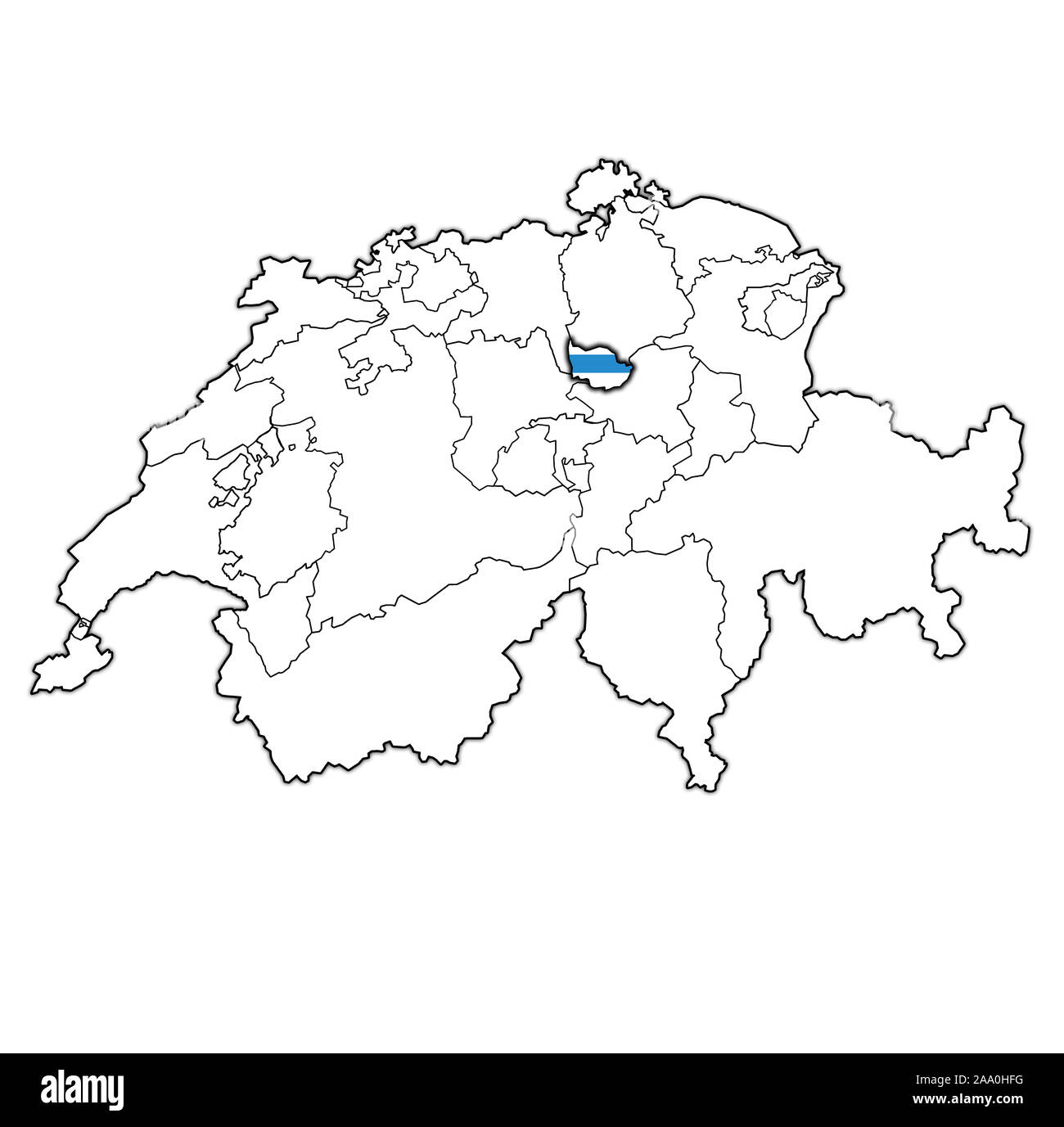 flag of Zug canton on map of switzerland Stock Photo - Alamy