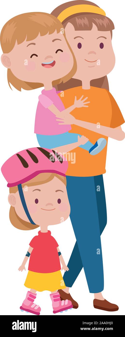 cute mother and daughters characters Stock Vector Image & Art - Alamy