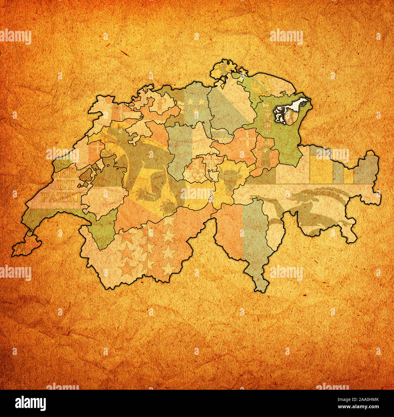 flag and territory of Appenzell Ausserrhoden canton on map of ...