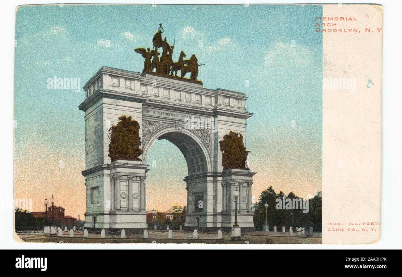 Illustrated postcard of the Memorial Arch, Brooklyn, New York City ...