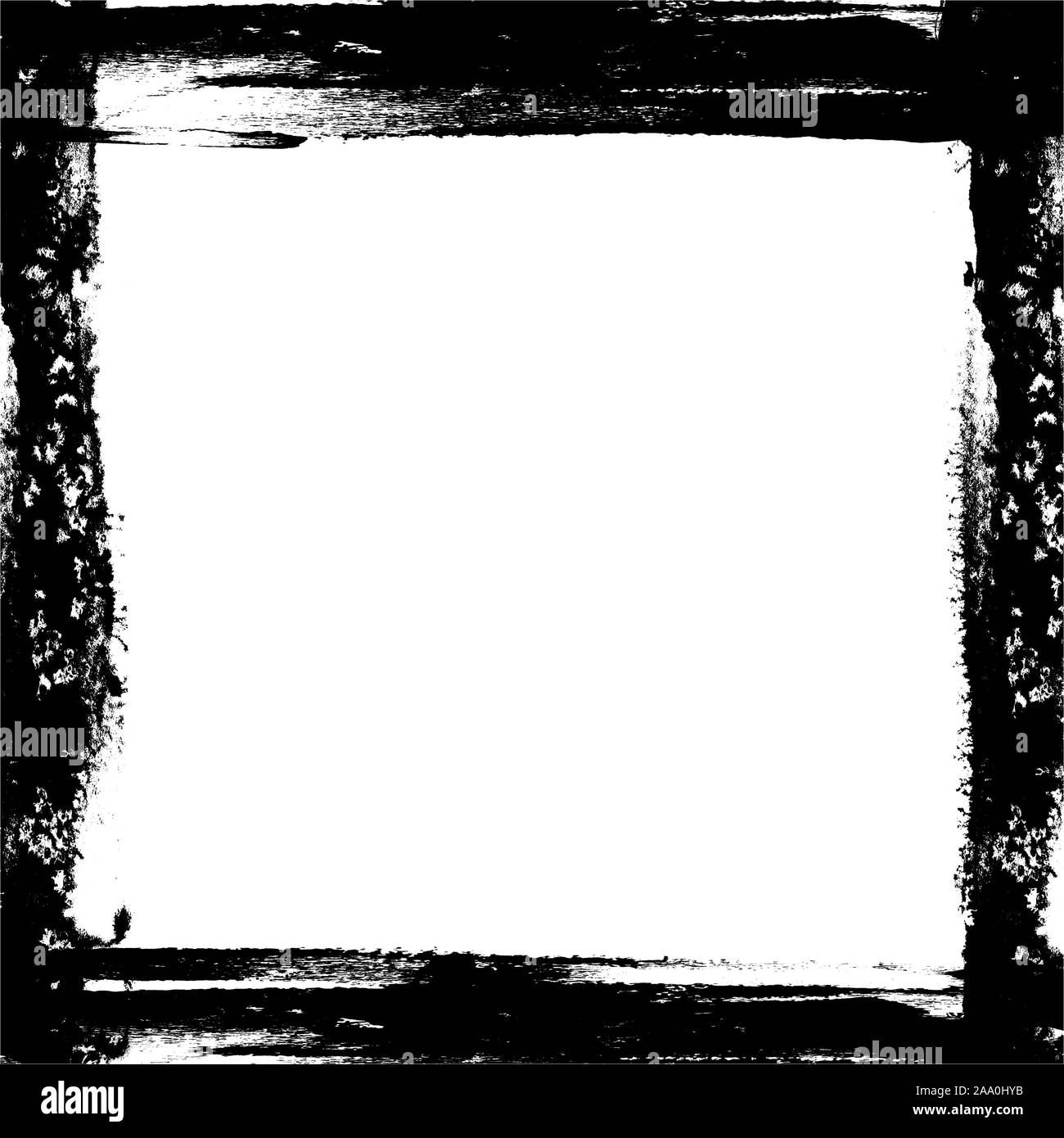Abstract black ink square frame on white background, space for text ...