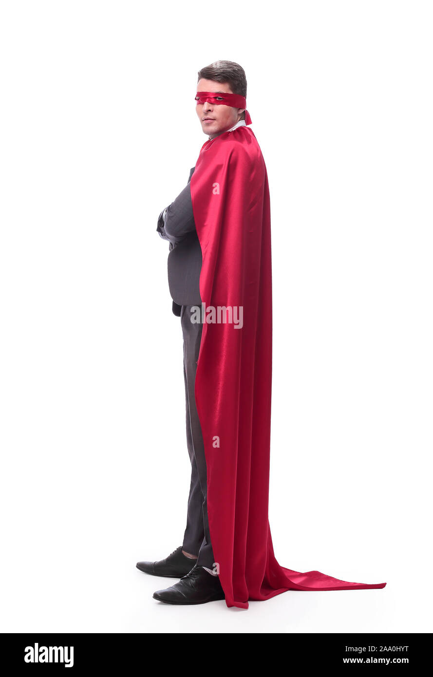 side view. confident businessman superhero looking forward Stock Photo ...