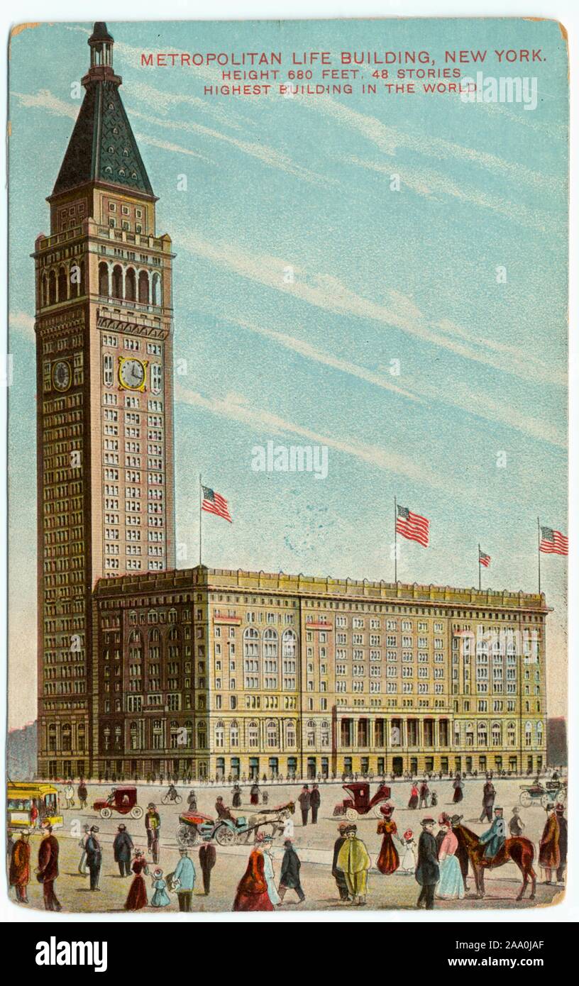 Postcard of the metropolitan life building hi-res stock photography and ...