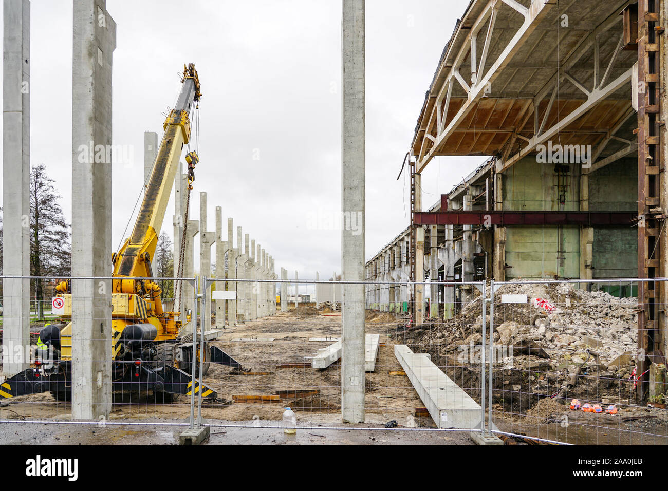 reconstruction and extension of an old factory hall Stock Photo - Alamy
