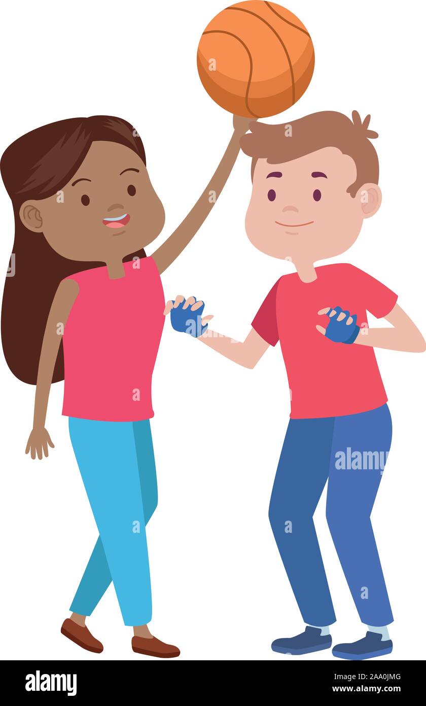 young couple characters playing basketball Stock Vector Image & Art - Alamy