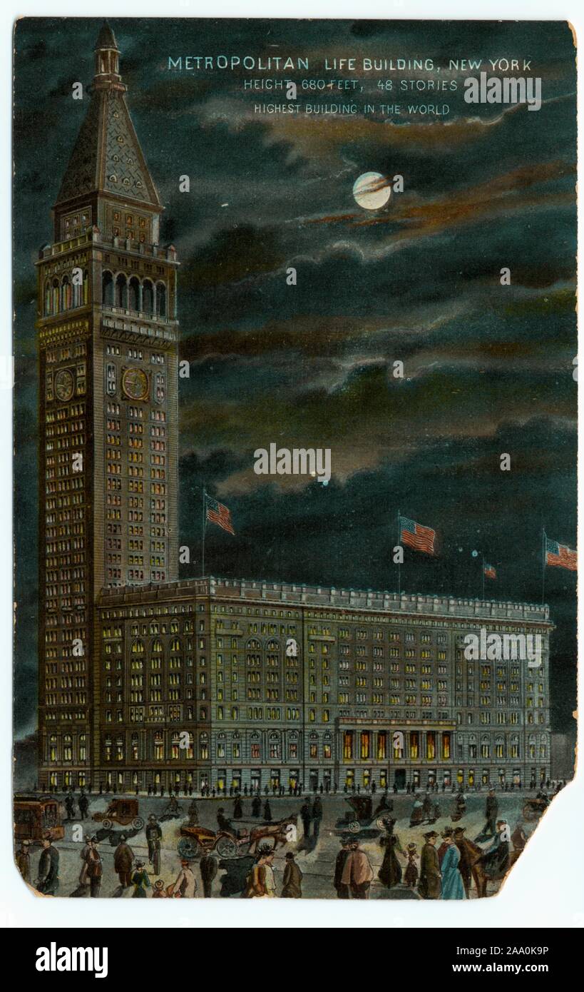 Postcard of the metropolitan life building hi-res stock photography and ...