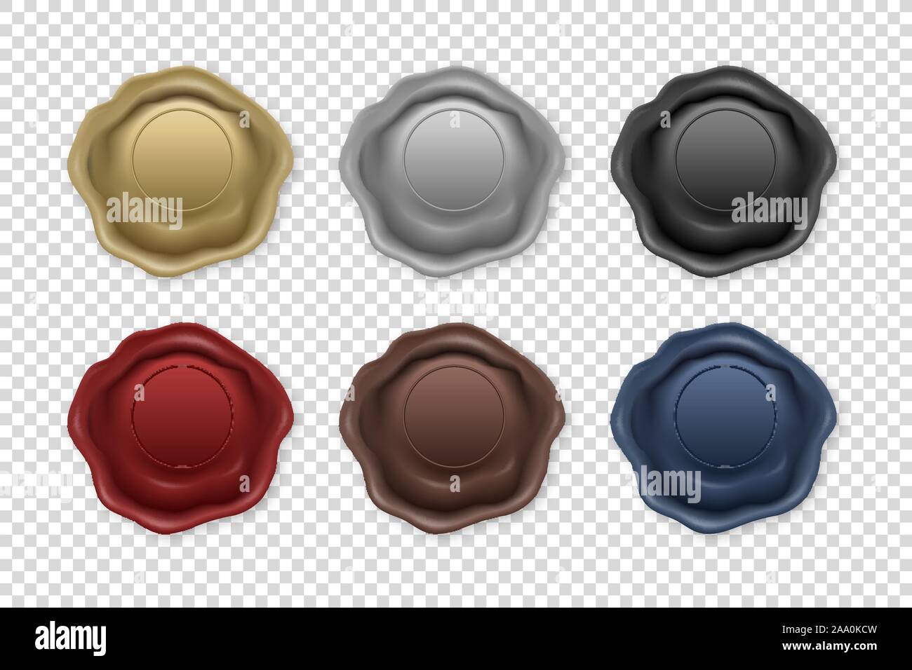 Vector 3d Realistic Vintage Retro Stamp Wax Seal Icon Set Closeup ...