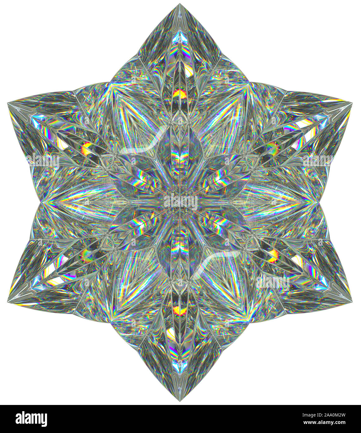 Star shape diamond structure extreme closeup and kaleidoscope. top view ...