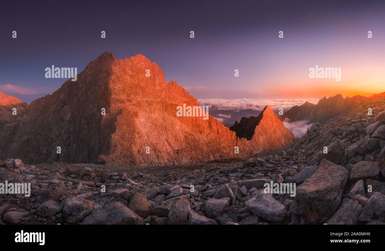 Mountains Landscape with Inversion in the Valley at Sunset as seen From ...