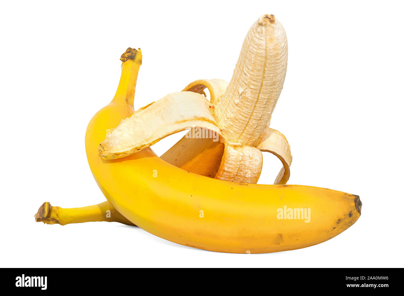 Bananas 3d rendering with realistic texture isolated on white ...
