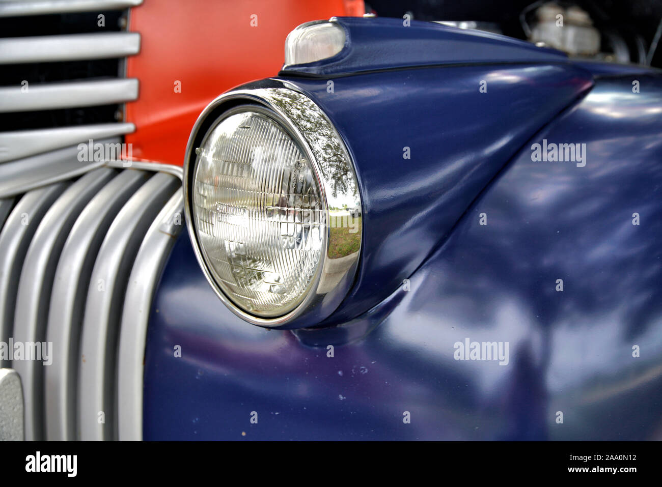 Restored vintage, classic and muscle cars on display at an automobile ...