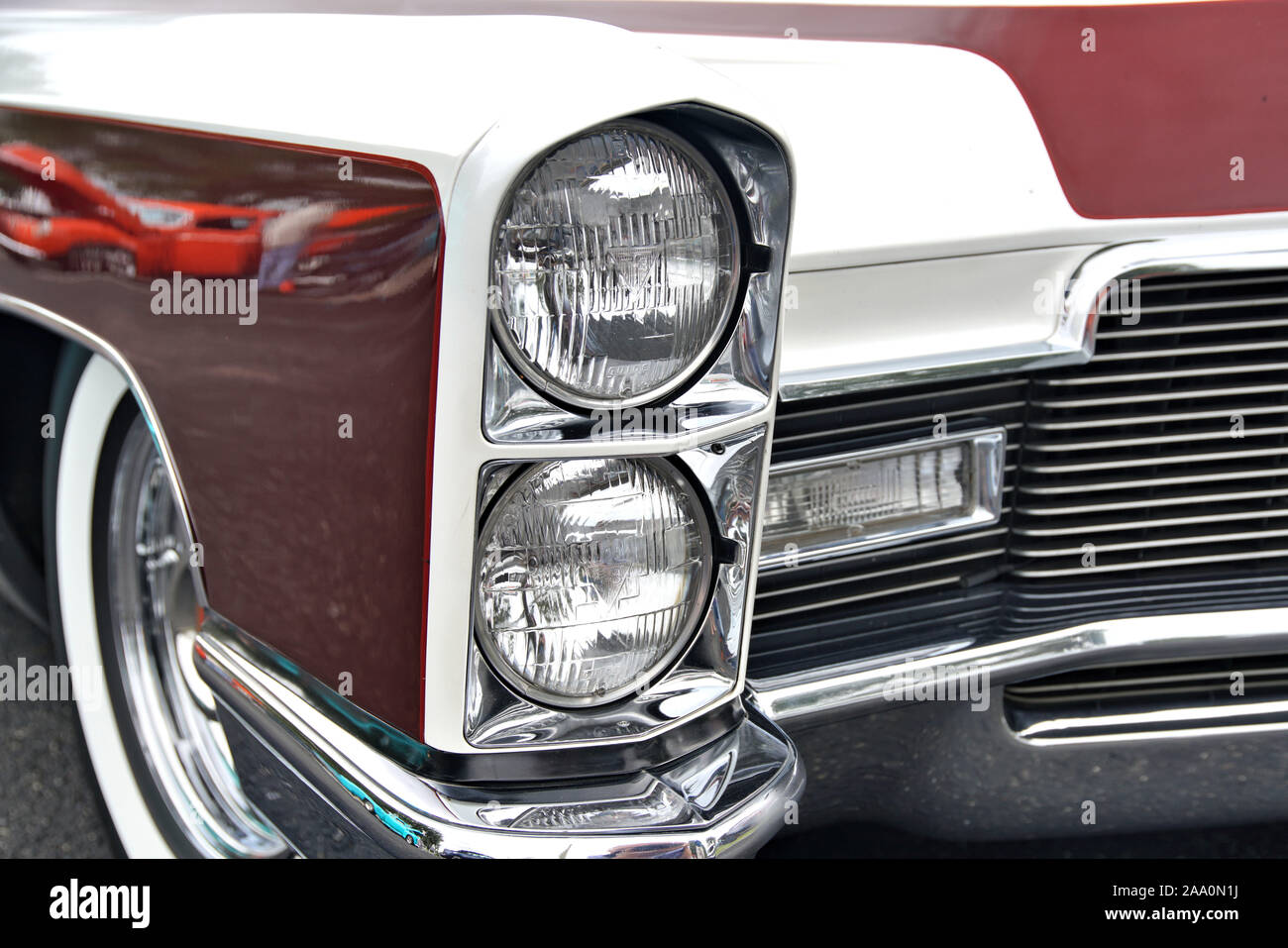 Restored vintage, classic and muscle cars on display at an automobile ...