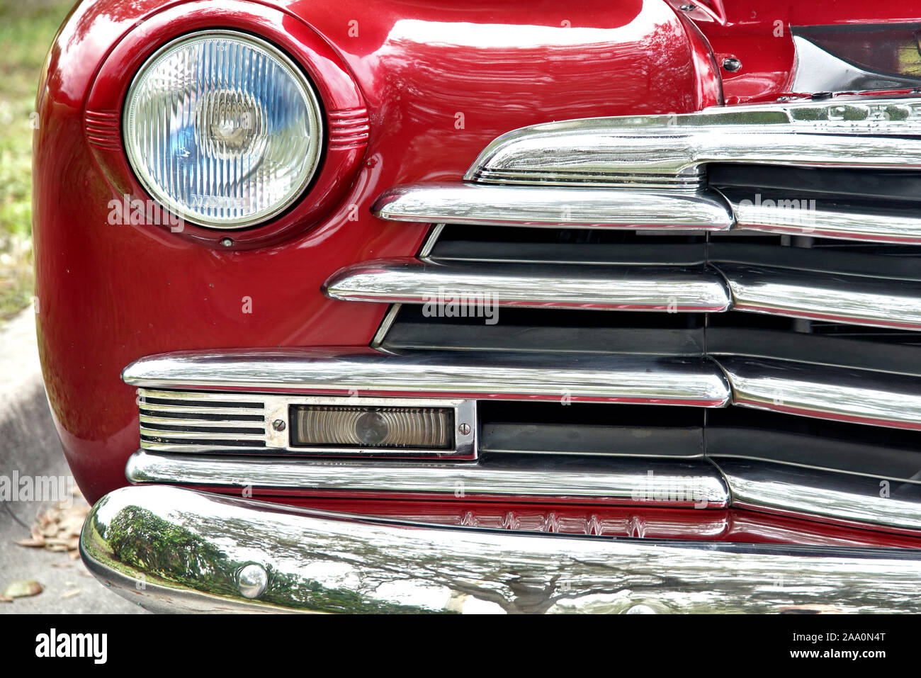 Restored vintage, classic and muscle cars on display at an automobile ...