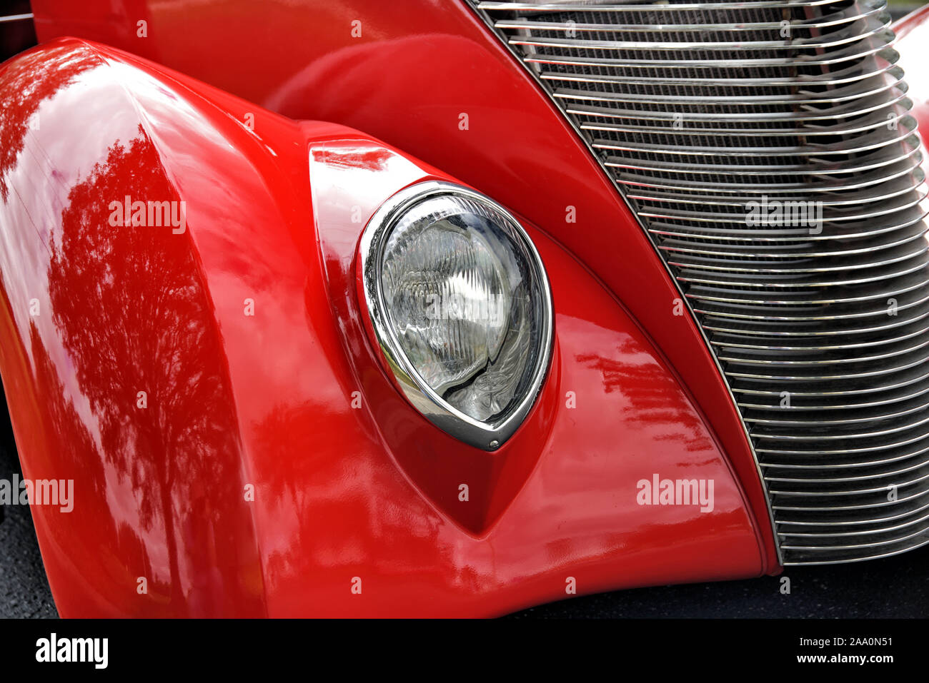 Restored vintage, classic and muscle cars on display at an automobile ...