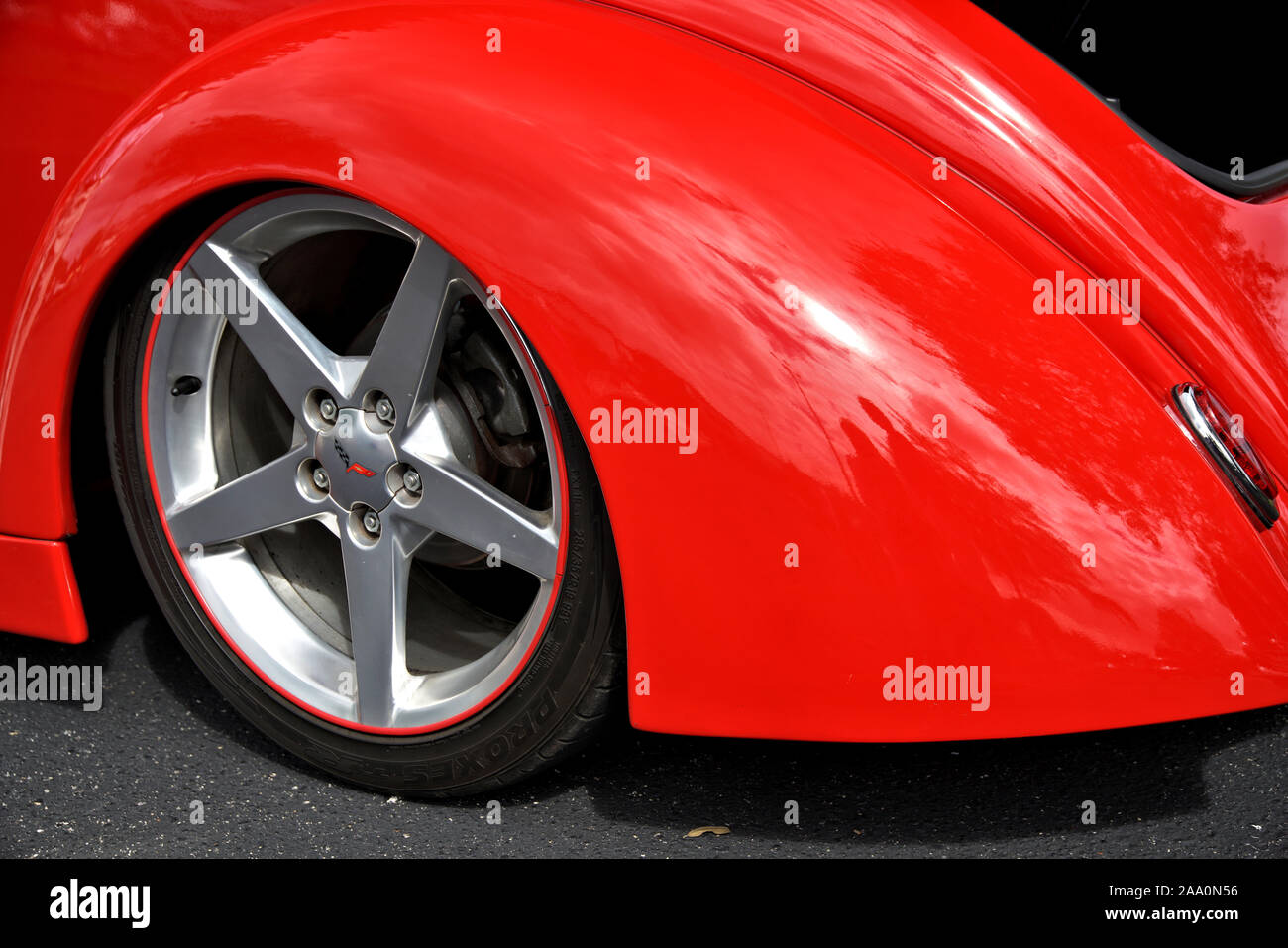 Restored vintage, classic and muscle cars on display at an automobile ...
