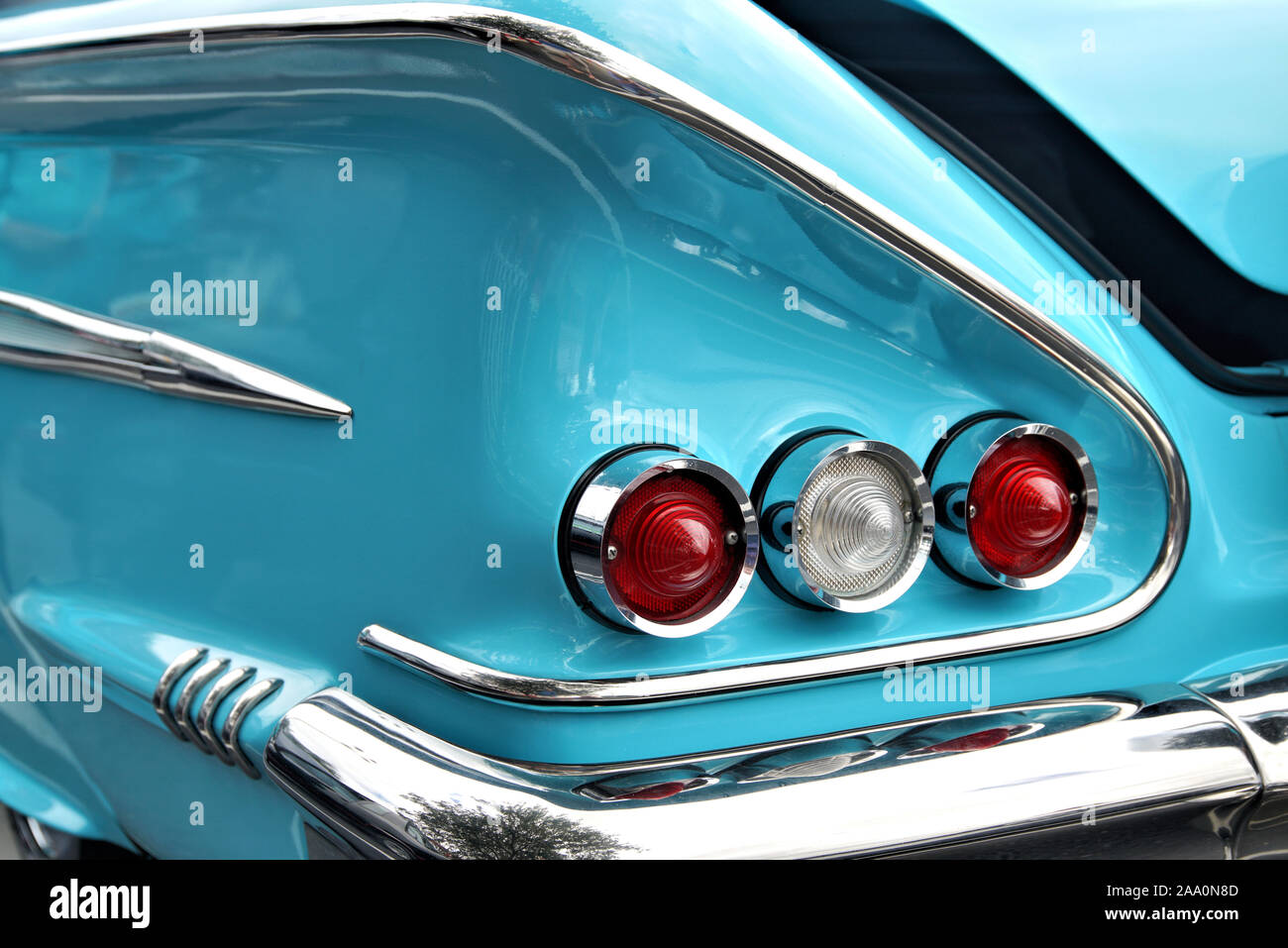 Restored vintage, classic and muscle cars on display at an automobile ...