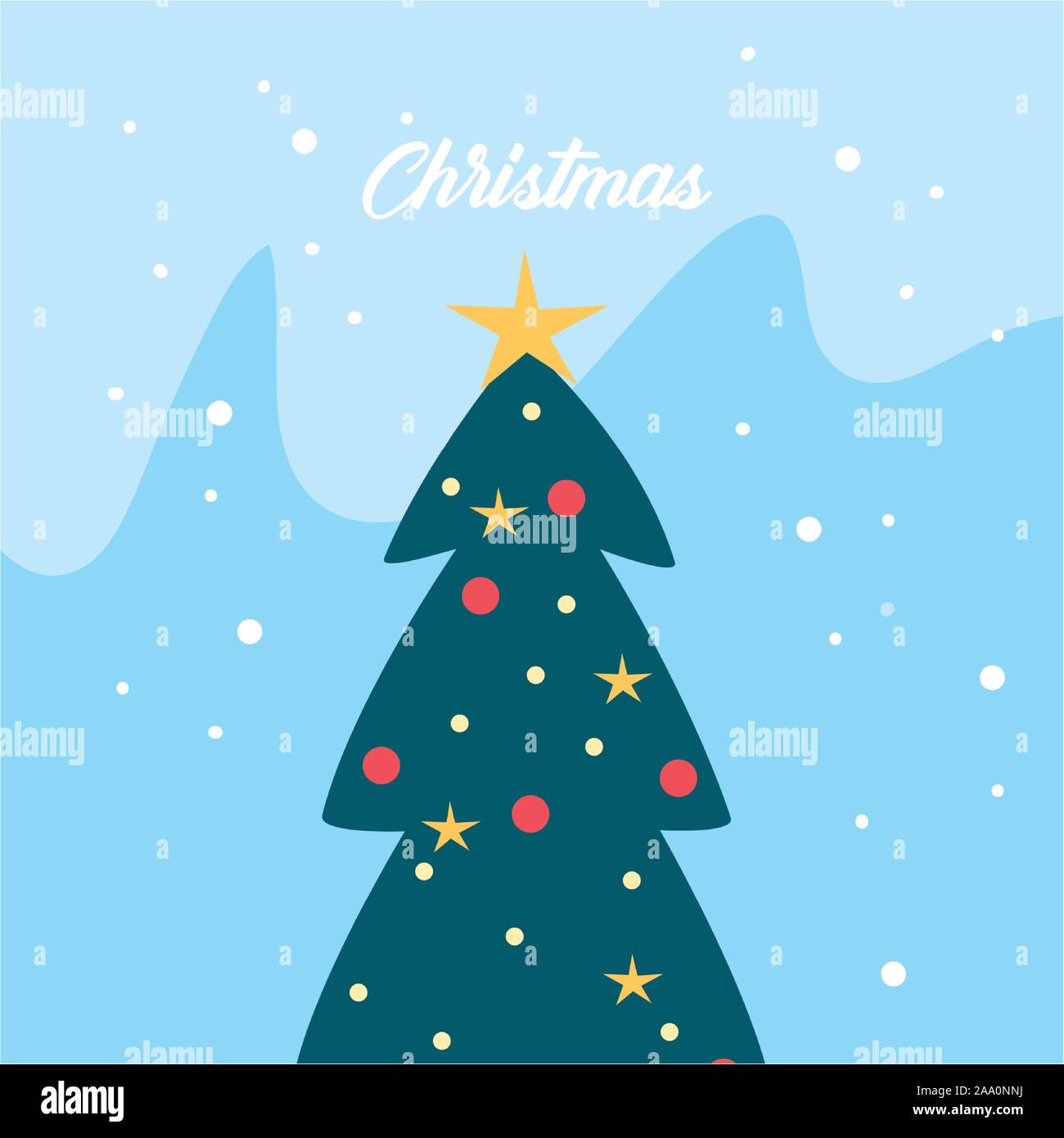 christmas label with christmas tree vector illustration design Stock ...