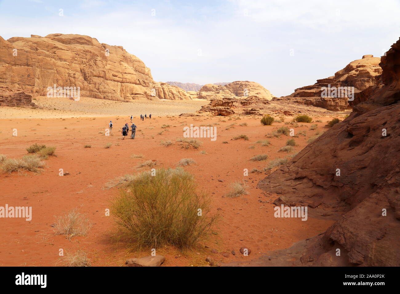 Desert trek, Wadi Rum Protected Area, Aqaba Governorate, Jordan, Middle ...