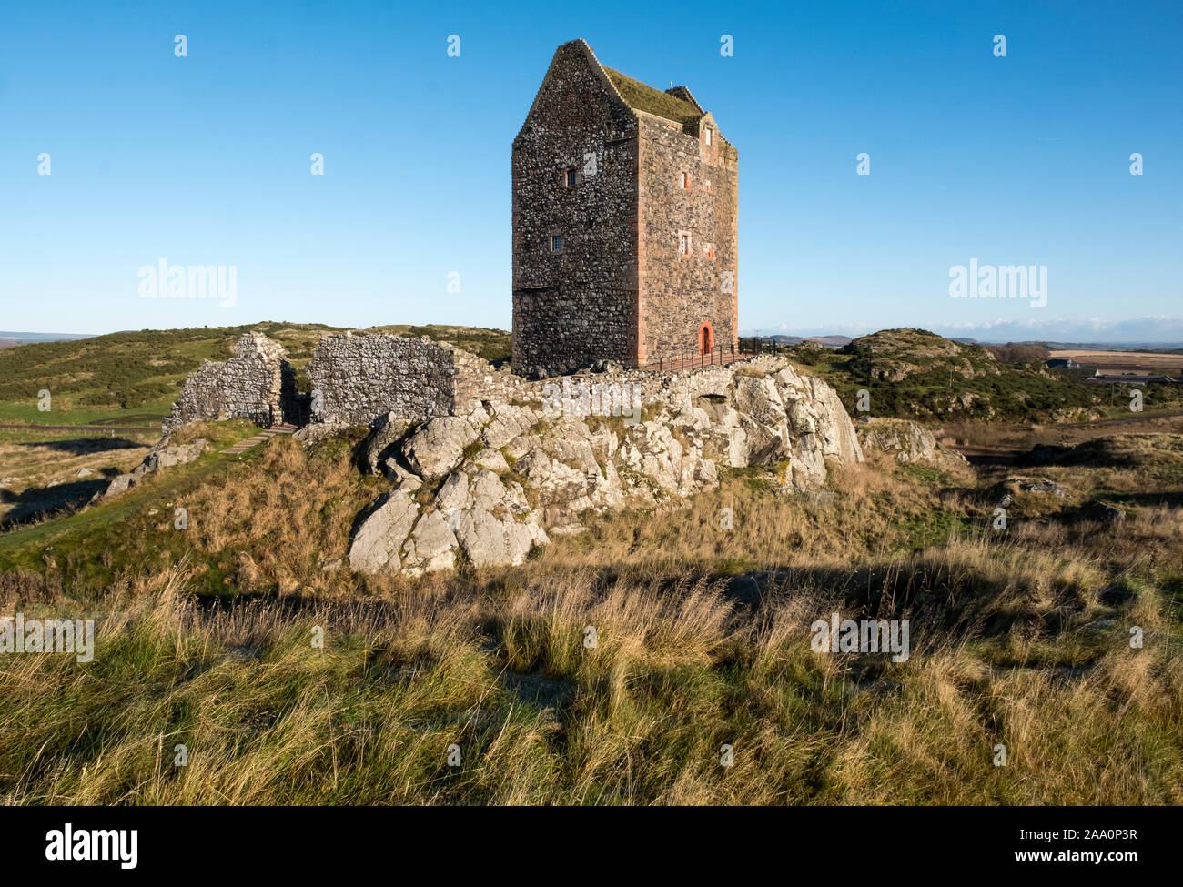 Smailholm Tower, a Scottish peel tower near the village of Smailholm ...