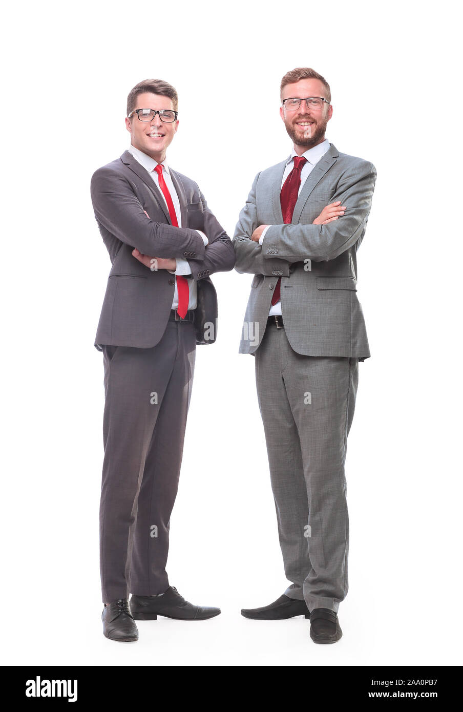 in full growth. two business men standing together Stock Photo - Alamy