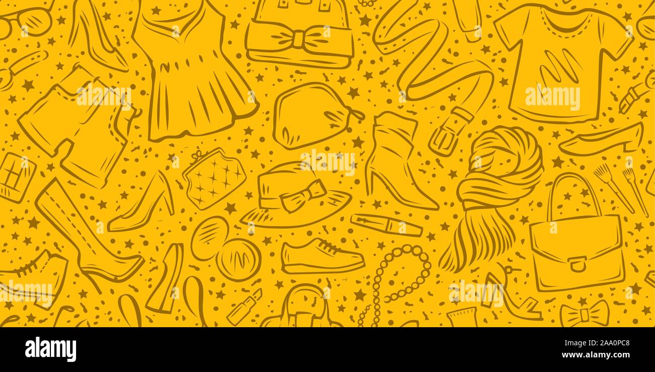 Clothing and accessories background seamless. Fashion vector ...