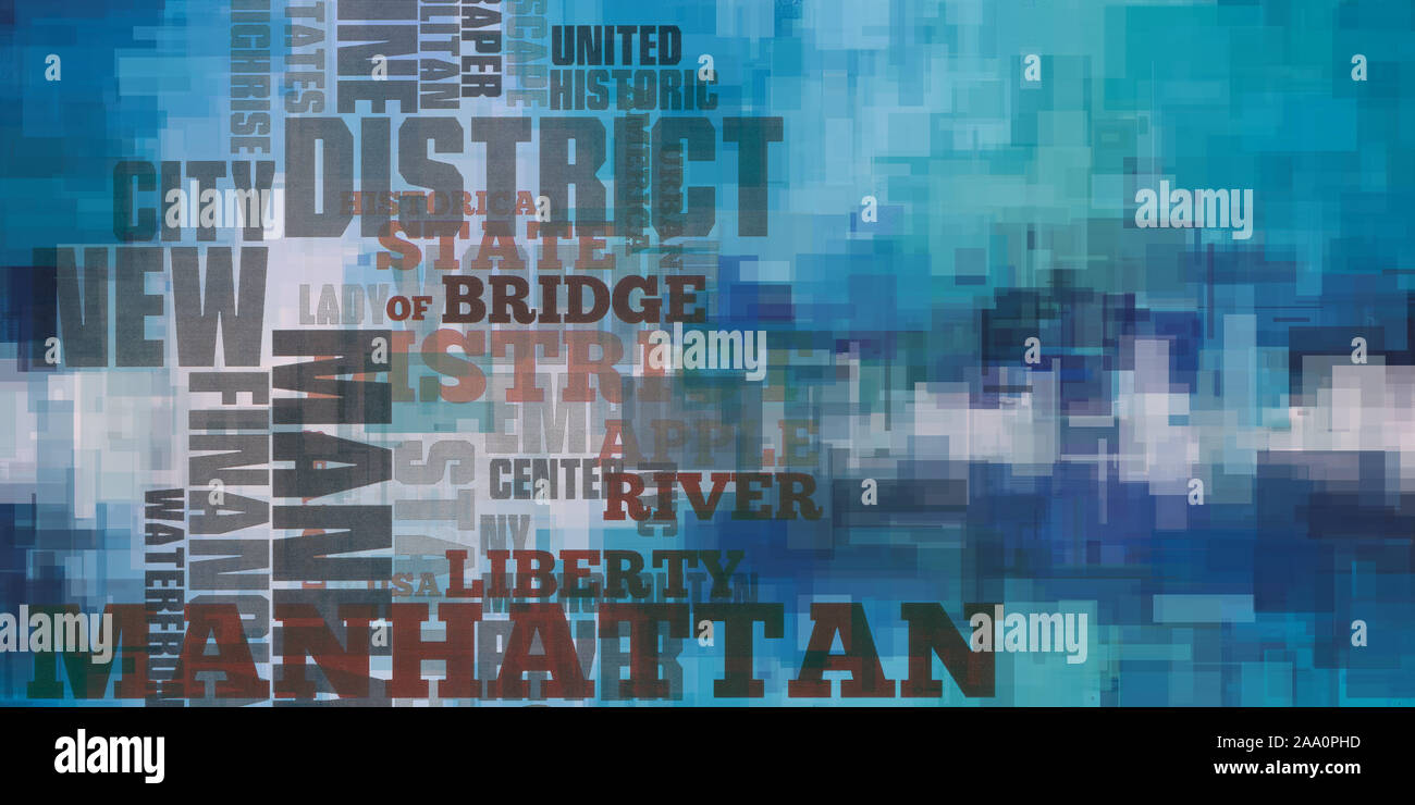 Modern abstract with text, Manhattan Stock Photo - Alamy