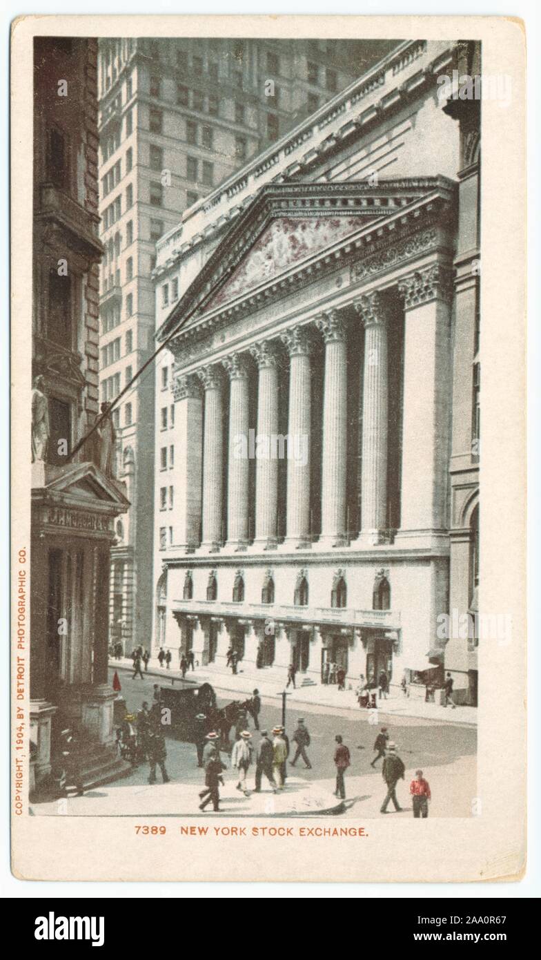 Illustrated postcard of a side view of the New York Stock Exchange ...