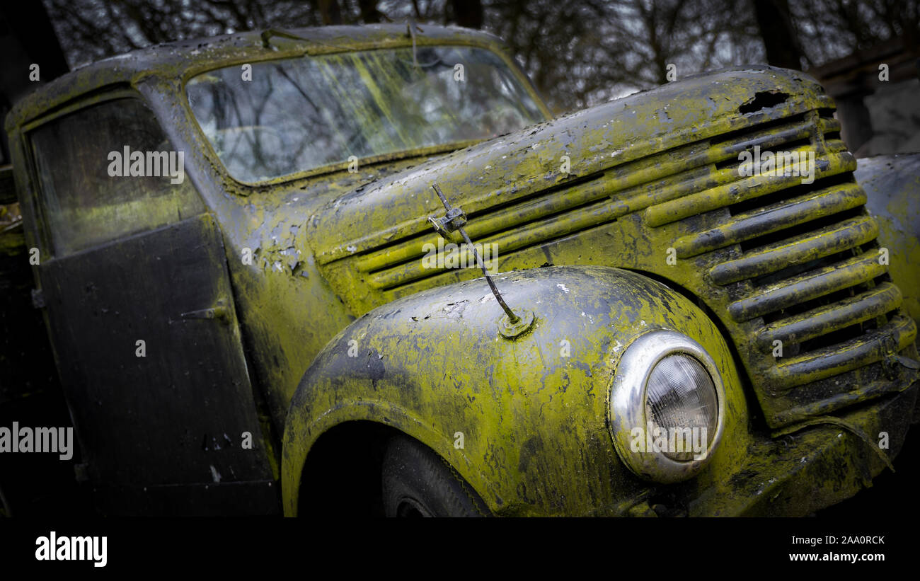 Orvelte, Netherlands - April 1, 2018; old timer lorry truck very rusty ...