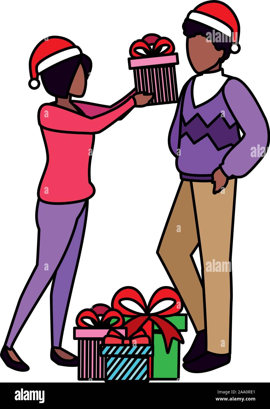 couples with gift boxes on white background vector illustration design ...