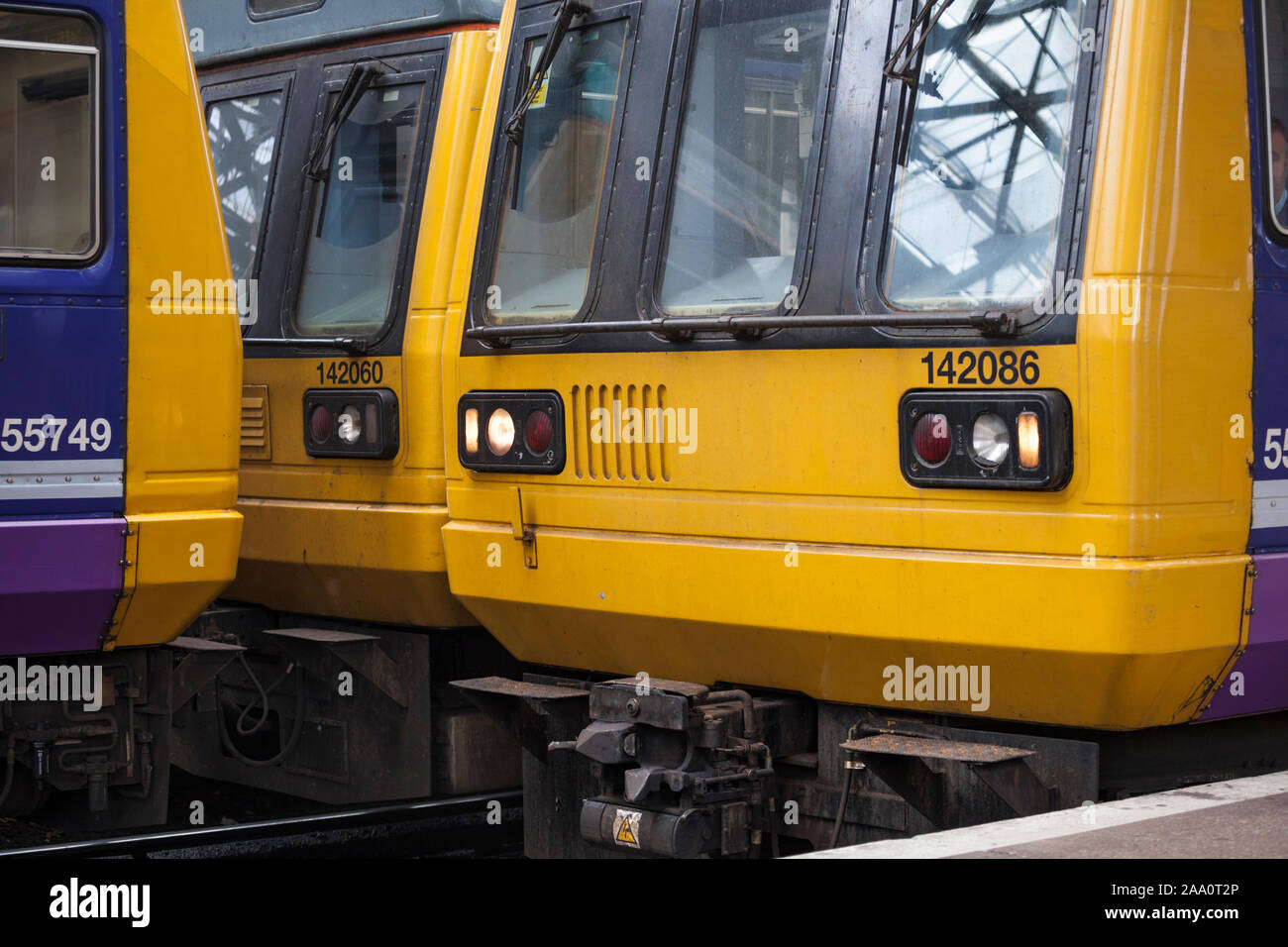 Arriva Northern rail class 142 pacer trains at Manchester Piccadilly railway station Stock Photo ...